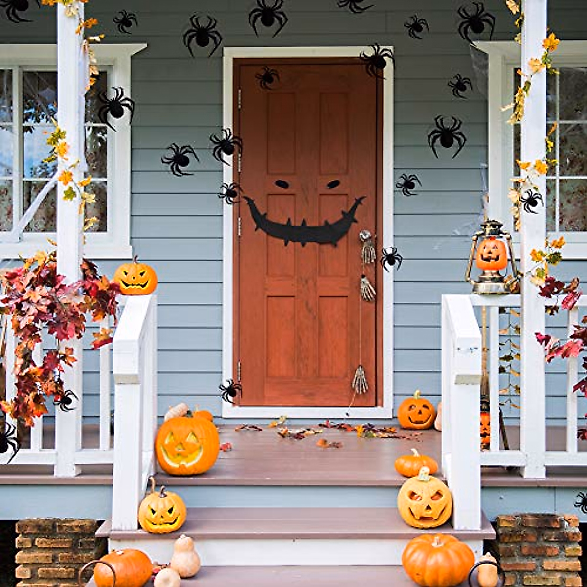 Halloween Home Decorations, 60 PCS 3D Large Spider, Realistic PVC Spider Stickers for Halloween Eve Party Supplies, DIY Scary Room Wall and Window Decor