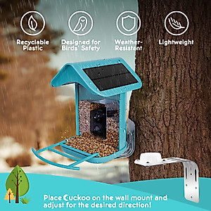 Cuckoo Smart Bird Feeder with Camera, Auto Capture Bird Videos with APP, Motion Detection Solar Charging Bird House for Outdoor use, for Bird Watchers(WiFi 2.4GHz)