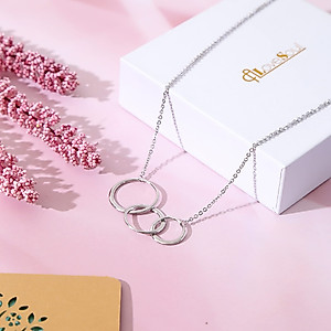 ALoveSoul Mother 2 Children Necklace - Sterling Silver Three 3 Interlocking Infinity Circles Necklace Birthday Gift for Mom