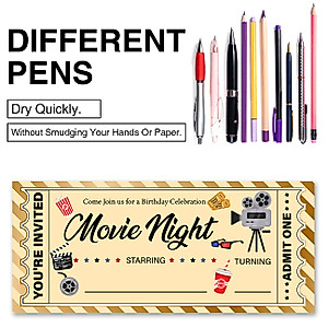 VAHATAN Movie Birthday Party Invitations 20 Pack Movie Ticket Invitations with Envelopes Invites Cards for Birthday Party