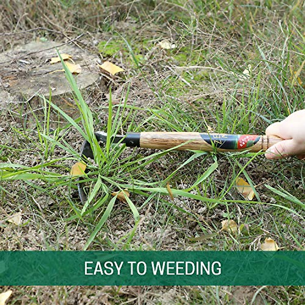 ZELARMAN Japanese-Style Weeding Sickle/Hand Hoe, Sickle Garden Hand Weeder Tool with All Steel Blade for Cutting Grass, Digging, Soil loosening