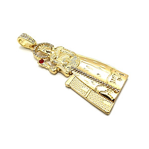NYFASHION101 Stone Stud Saint Barbara Large Pendant for Necklace in Gold-Tone