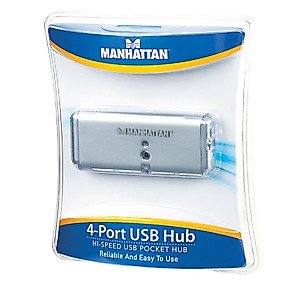 Manhattan 4-Port Hi-Speed USB Pocket Hub - Silver (160599)