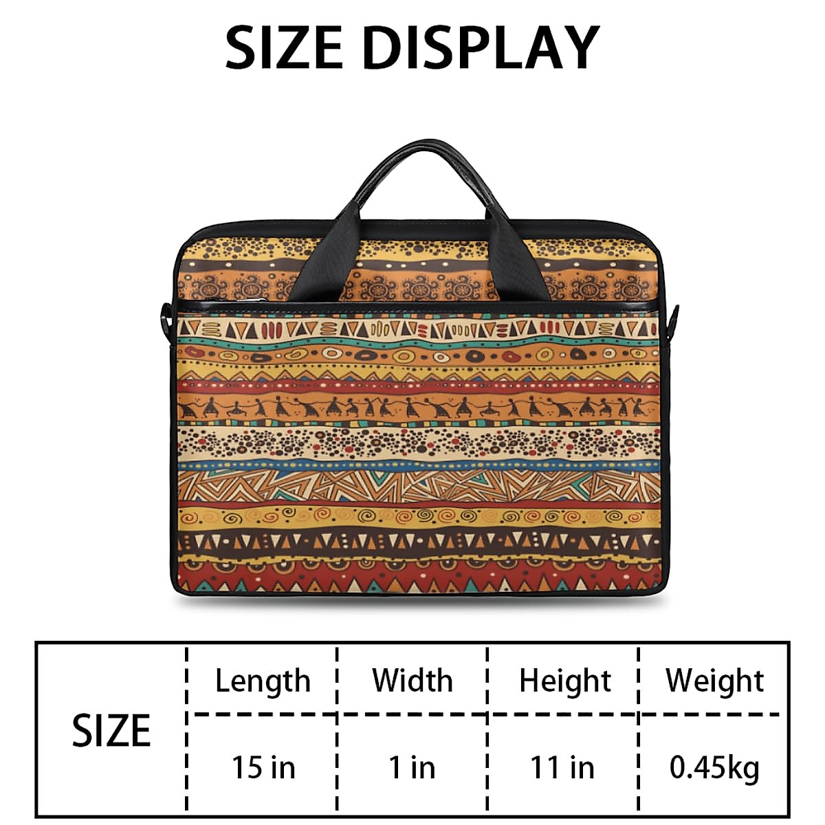 Ethnic Symbol Laptop Computer Bag Waterproof Shoulder Messenger Bag 13-15 inch Durable Laptop Tote Bag with Shoulder Strap Handle Lightweight Crossbody Briefcase