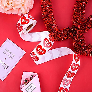 500 pcs Funky Heart roll Stickers, Love Heart Labels Valentine Stickers for Valentines Day Wedding Decoration