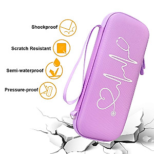 BOVKE Travel Case for 3M Littmann Classic III, Lightweight II S.E, Cardiology IV Diagnostic, MDF Acoustica Deluxe Stethoscopes - Extra Room for Taylor Percussion Hammer and Penlight, Purple