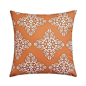 Andreannie Pack of 4 Outdoor Waterproof Decorative Throw Pillow Cover Cushion Case for Garden Patio Tent Park Farmhouse Polyester Both Sides Printing Square 18 x 18 inches? (Set of 4 Orange)¡­