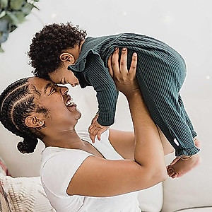 Burt's Bees Baby Baby Girls' Romper Jumpsuit, 100% Organic Cotton One-Piece Outfit Coverall, Green Ruffle, 6 Months