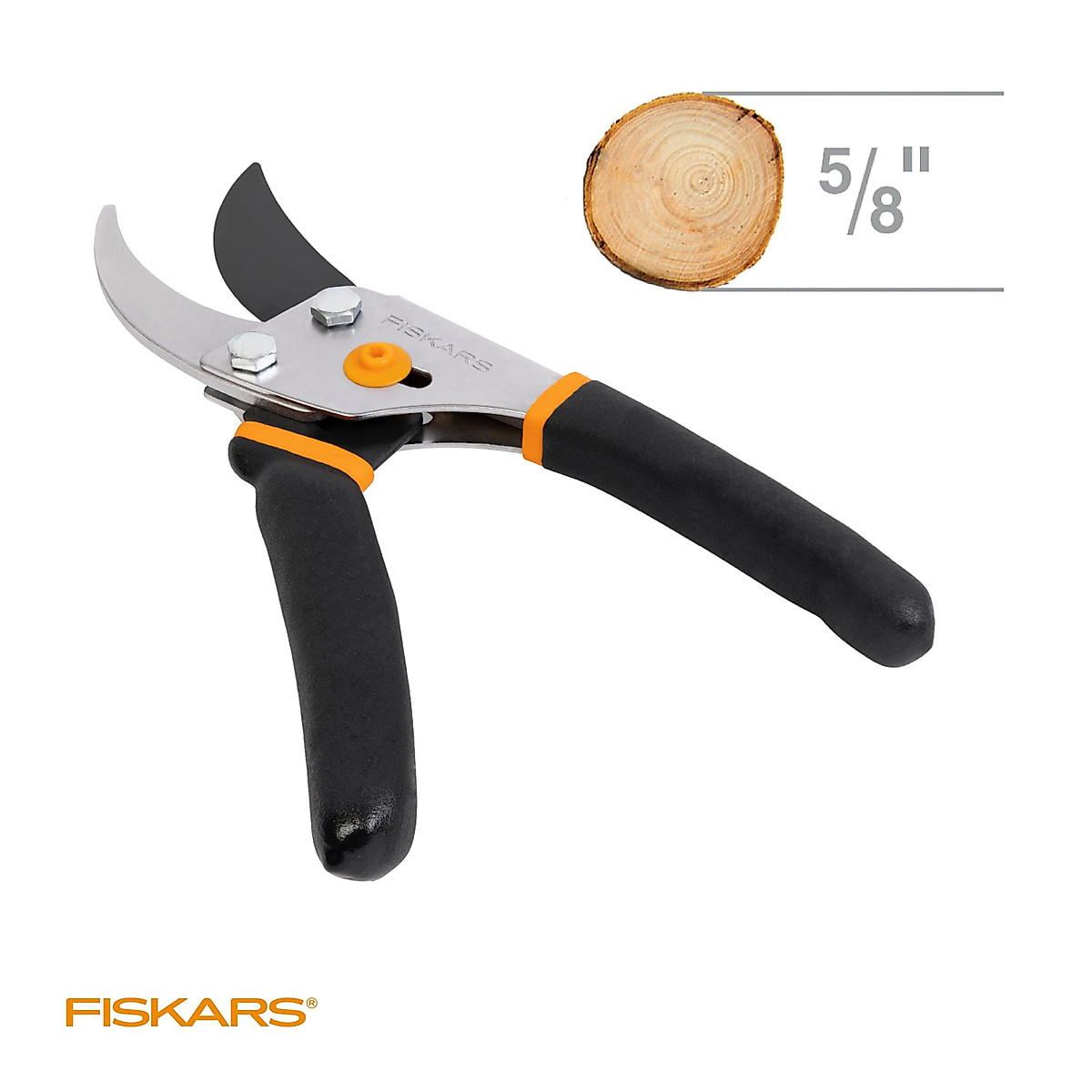 Fiskars Gardening Tools: Bypass Pruning Shears, Sharp Precision-ground Steel Blade, 5/8” Plant Clippers (91095935J)