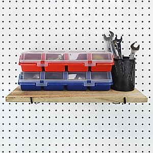 Screw Organizer Storage Bins, 2 Pack Stackable Bins with Lids, Divider Compartment Containers for Garage/Craft Tool Organizing, Tool Cart Cabinet Workbench Drawers Organization and Storage (Red)
