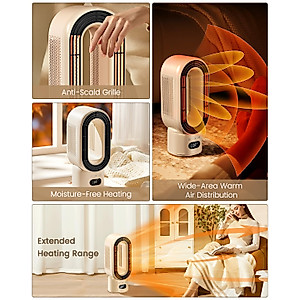 SWEETFULL Space Heater for Indoor Use, LED Bladeless 1000W Energy Efficient Portable Heater 2-8h Timer, Electric Heater Gifts for Women,Birthday Gifts for Women Mom,Womens Gifts for Christmas Grandma