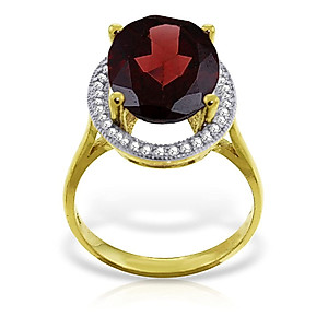 Galaxy Gold GG 14k Yellow Gold Oval Garnet and Diamond Ring - Size 6.5