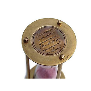 ROORKEE Instruments Nautical Brass Hourglass, Sand Clock, Sand Timer with Thoreau's Go Confidently Poem Carved on Both Sides, Metal Sand Watch with Beautiful Leather Case, Home, Desk, Office Décor.