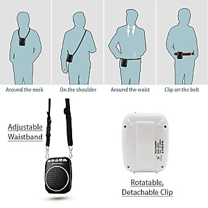 W WINBRIDGE Portable Rechargeable Mini Voice Amplifier with Wired Microphone Headset and Waistband, Support Music Play for Teachers, Singing, Coaches, Training, Presentation, Tour Guide