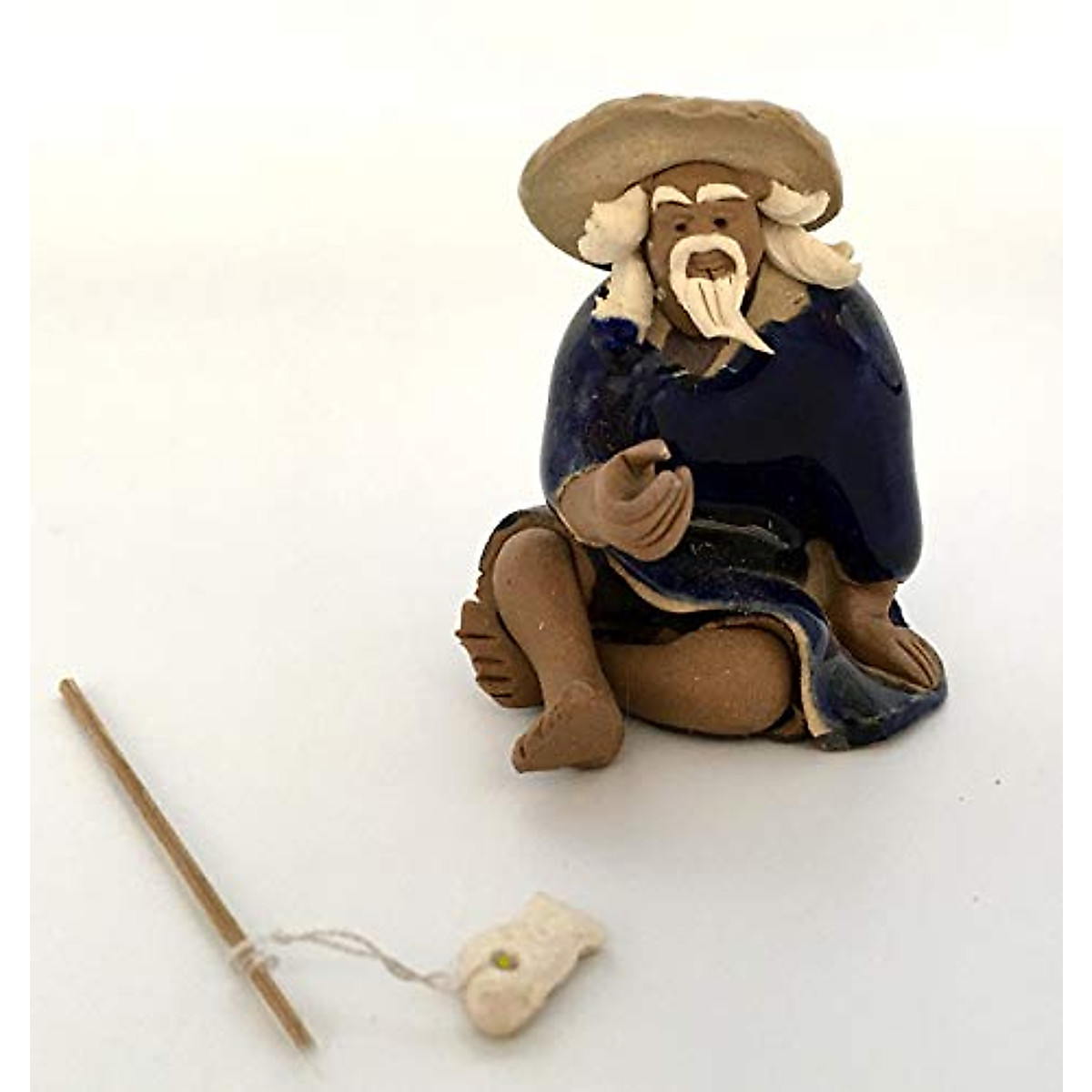 MUD Fisherman Bonsai Figurine | Ceramic | Collectible | Fairy Garden | 1'' x 1.5''