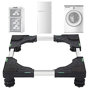 MOYFAZA Mini Fridge Stand,Adjustable Base for Washer and Dryer with 4 Strong Feet,Multi-Functional Washer and Dryer Pedestals & Mini Refrigerator Stand (Black) (4 Strong Feet)