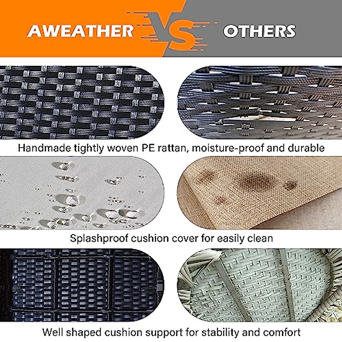 Aweather 4 Pieces Patio Furniture Set, Rattan Outdoor Table and Chairs for Yard,Pool or Backyard Outdoor Indoor Use