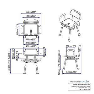 Padded Shower Chair and Bath Chair with Armrests and Back, Comfortable Deluxe Shower Chair for Inside Shower and Bathtub for Elderly and Seniors Safety, Adjustable Height, Institutional Quality, Blue