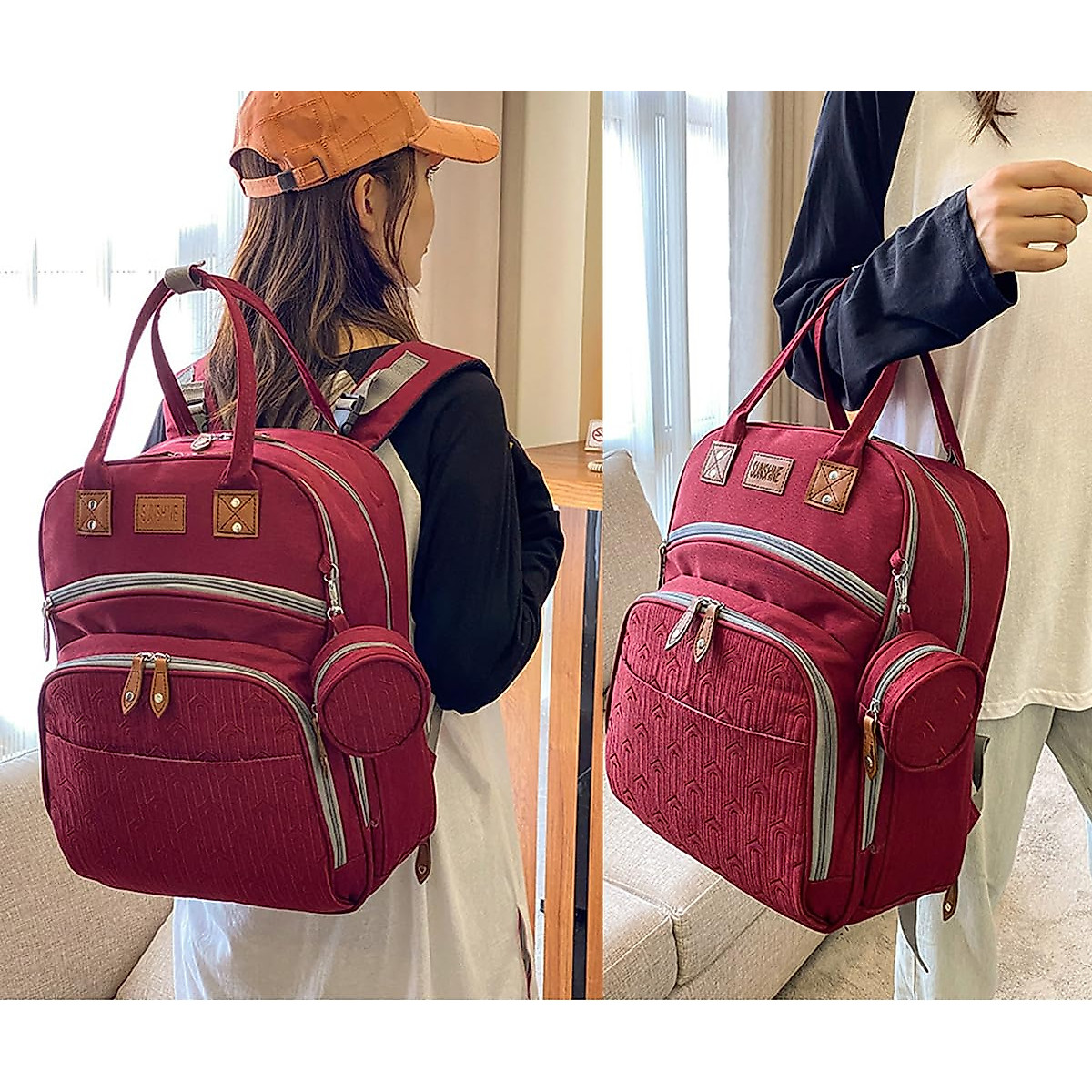 Vviitop Diaper Bag Backpack, Travel Baby Bags with Stroller Straps, Maternity Back Pack for Baby Large Internal Storage 13 Pockets for Mom and Dad (Red)