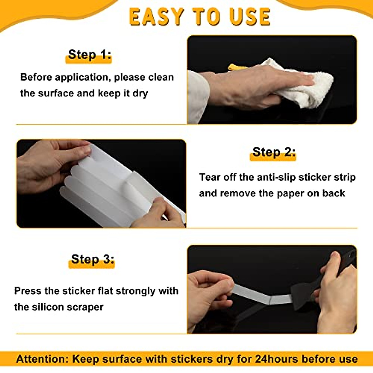 LoLaSta 36pcs Non Slip Bathtub Stickers, Anti Slip Stickers for Shower Floor Safety Bathtub Strips Adhesive Decals with Scraper for Bath Tub, Bathroom, Shower Stairs Ladders Boats