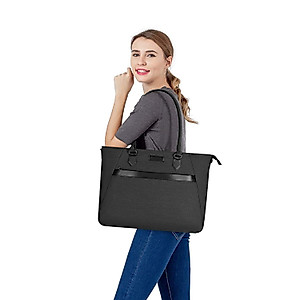MOSISO Laptop Tote Bag (17-17.3 inch) with Front Trapezoid Pocket, Space Gray