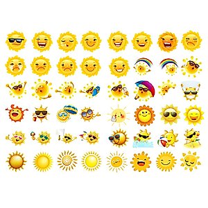Seasonstorm Cute Sun Emoticon Aesthetic Diary Travel Journal Paper Stickers Scrapbooking Stationery School Office Art Supplies