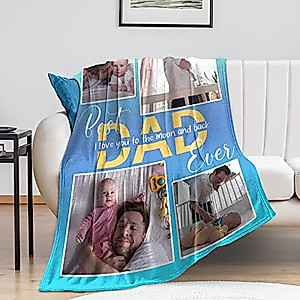Personalized Best Dad Ever Gifts from Daughter Son, Custom Soft Throw Blankets Using My Own Photo, Customized Gifts for Dad Grandpa Husband Papa, Picture Blankets for Fathers Day Birthday, Made in USA