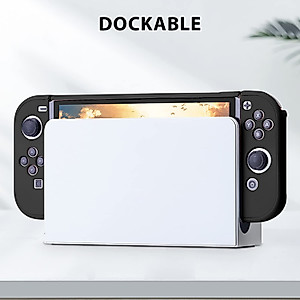 ZUSLAB Compatible with Hard Case Nintendo Switch – OLED Model 7.0” 2021, Dockable Protective Cover with Adjustable Stand, with 2 Game Slots Compatible with Joy‑Con controllers, Black