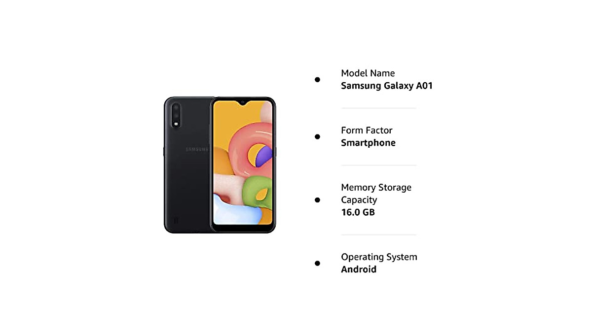 Samsung Galaxy A01 Smartphone 16GB Black – Unlocked & Renewed