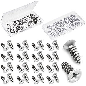 100 Pieces #8 White Screws Wall Plate Screws Painted Antique White Coated Stainless Flat Head Self-Tapping Screw for Wall Plates Switch Covers Replacement Outlet Light Switch Plate (32 x 0.5 Inch)