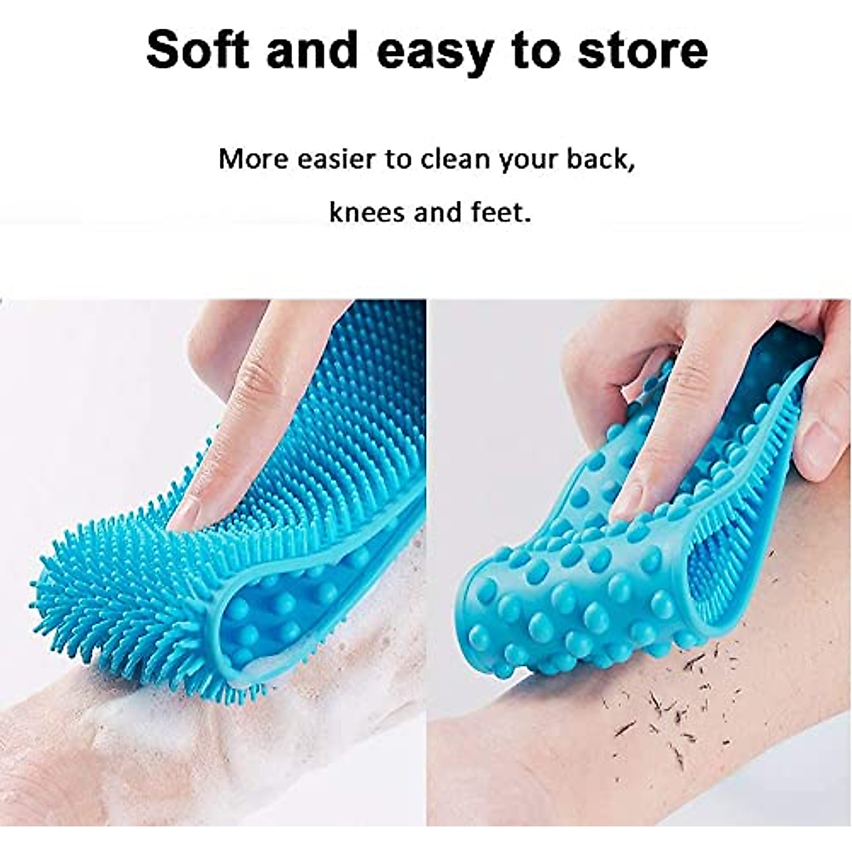 Silicone Back Scrubber for Shower 35.5 inches/90 cm Silicone Body Scrubber with Handle Bath Body Brush Back Washer Extra Long Back Scrubber for Shower for Men and Women Deep Clean, Massage Skin