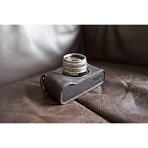 Handmade Genuine Real Leather Half Camera Case Bag Cover for Contax G1 Dark Brown