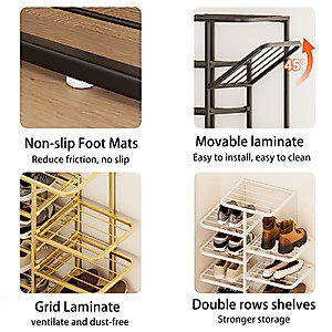 YYW Vertical Shoe Rack- Metal Narrow Shoes Shelf- 2 Rows Small Corner Shoe Storage Organizer for Entryway, Closet, Bedroom, Hallway (6 tiers - matte black)