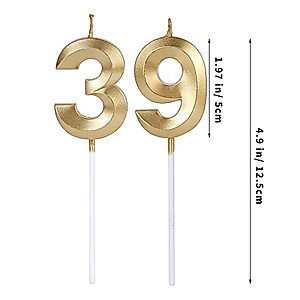 Gold 39th & 93rd Birthday Candles for Cakes, Number 39 93 Candle Cake Topper for Party Anniversary Wedding Celebration Decoration