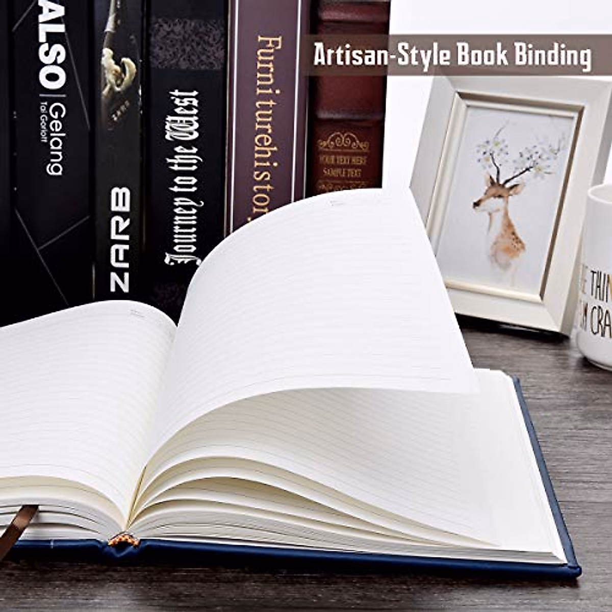 OZCHIN Large Notebooks and Journals Classic Hardcover Notebook 8 x 11 inch 128 Sheets (256 pages) Leather Notebook Journals to Write in for Women Men (Blue)