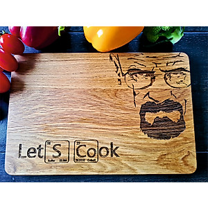 Algis Crafts | LET'S COOK - Cutting Board | 12x8" Oak Wood Chopping Board | Wedding, Anniversary, Housewarming Gift, First Home Gift | Handmade Birthday Gift | Laser Engraved Cutting Board