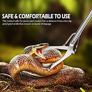 GYORGKSHI 47" Extra Heavy Duty Snake Tongs Reptile Grabber Catcher Wide Jaw Handling Tool