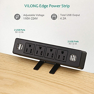 Desk Edge Power Strip with 4 USB
