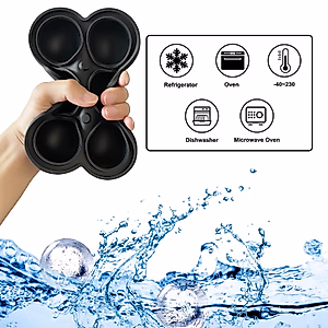 LiyuanQ Ice Cube Trays 2 Pack Large Silicon Ice Cubes Mold 2-Inch Ice Ball Maker Round Ice Mold with Funnel and Lid, Easy-Release, No Leakage, for Whiskey, Cocktail, Juice, Party (Black & Grey)