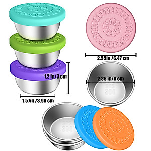 6Pack 1.6oz Small Condiment Containers with Lids, Salad Dressing Container To Go, Reusable Stainless Steel Sauce Containers for Lunch Bento Box, Leakproof Dipping Sauce Cups for Picnic and Travel
