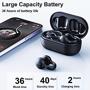Houlyn Wireless Ear Clip Bone Conduction Headphones Open Ear Earbuds Bluetooth 5.3 for Android iPhone, Waterproof Painless Mini Sport Open Ear Clip Headphones, HiFi Quality/Long Battery Life, Black