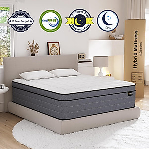 Ayeawo Firm King Size Mattress, 12 Inch Hybrid Mattress King Size with Gel Memory Foam and Pocket Springs, King Mattress in a Box, Pressure Relief & Upgraded Support, Breathable & Cooling Farbic