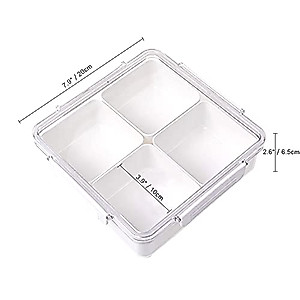 Shopwithgreen Divided Serving Tray with Lid, Removable Divided Platter Food Storage Containers with 4 Compartment for Christmas Party, Veggies, Snack, Fruit, Nuts, Candy, Cracker, Chip