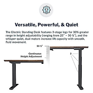 Vari Electric Standing Desk 72" x 30" (VariDesk) - Electric Height Adjustable Desk - Standing Desk for Office or Home - Adjustable Standing Desk - Powerful Dual Motor Sit Stand Desk - Reclaimed Wood