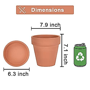 vensovo 8 Inch Clay Pot for Plant with Saucer - 2 Pack Large Terra Cotta Plant Pot with Drainage Hole, Clay Planters Pot, Terracotta Pot for Indoor Outdoor Plant