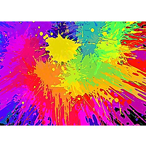 PHMOJEN Colorful Paint Splash Backdrop Abstract Graffiti Style Photography Background Hip Hop 80's 90's Theme Vinyl 7x5ft Banner Photo Studio Props WQPH651