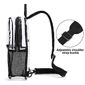 Clear Sling Bag Stadium Approved, Heavy Duty Small Clear Backpack, Clear Crossbody Bag (Black 1)