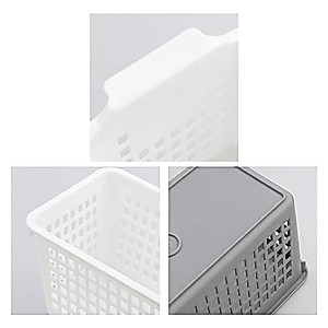 Rinboat Plastic Storage Basket, Deep Baskets, Grey and White, 6 Packs