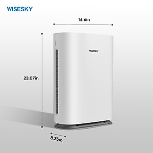 WISESKY Smart Air Purifier-HEPA Filter Removes Pollen, Dust, Smoke, Pets Odor, Alexa Air Cleaner for Home Bedroom, Large Room up to 1241 sq. ft, Quiet Auto Sleep Mode, WS310A White