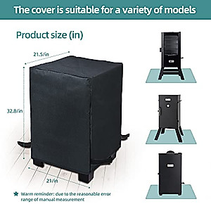 KPT 32 inch Masterbuilt Electric Smoker Cover, 500D Heavy Duty Waterproof Square 2 Burner Small Grill Cover for Weber, Smoke Hollow, Char Broil, Nexgrill Black Grill Cover, Fade and UV Resistant.